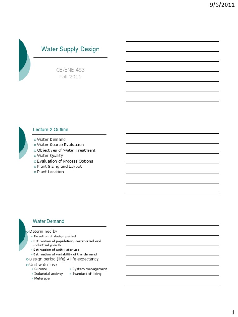 Lecture 2 General Water Supply Design Considerations | PDF | Water ...