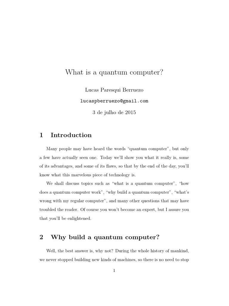 L Berreuzo What Is A Quantum Computer | PDF | Quantum Computing | Quantum Mechanics