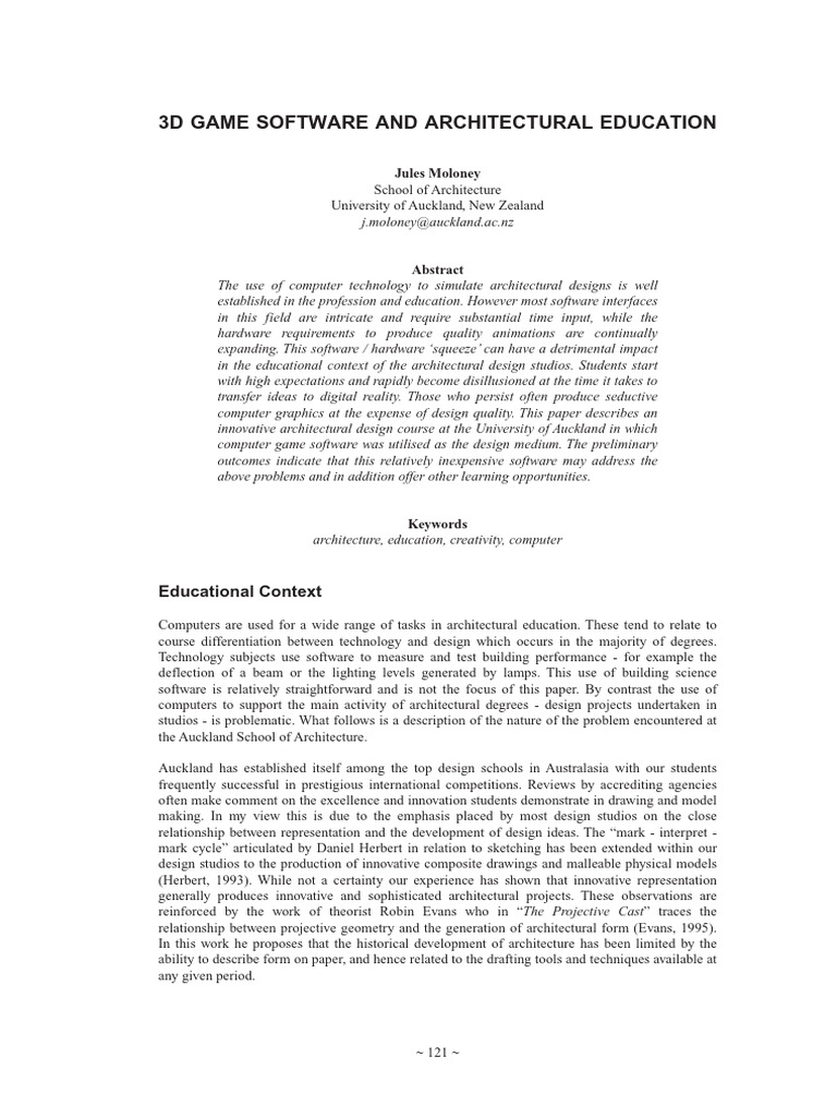 3D Game Software and Architectural Education | Download Free PDF | 3 D Computer Graphics | Software