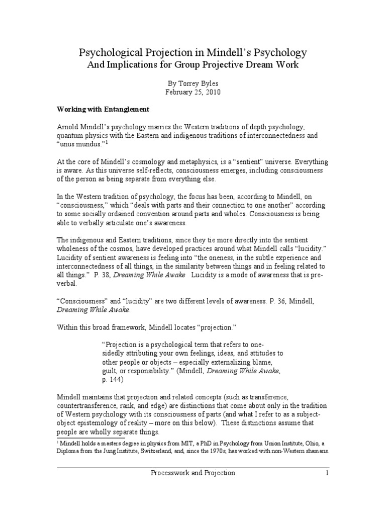 Mindell's Psychology and Projection | PDF | Dream | Consciousness