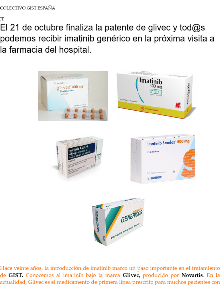 El 21 de Octubre Finaliza La Patente de Glivec y Tod@s Podemos Recibir ...