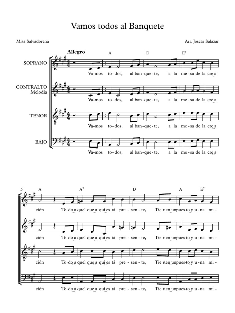 Vamos Todos Al Banquete - Partitura Completa | PDF