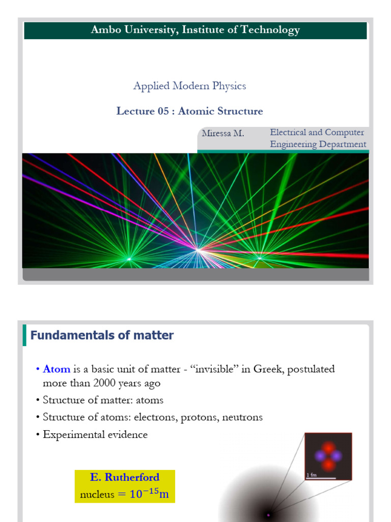 05 Atomic Structure | PDF | Emission Spectrum | Laser