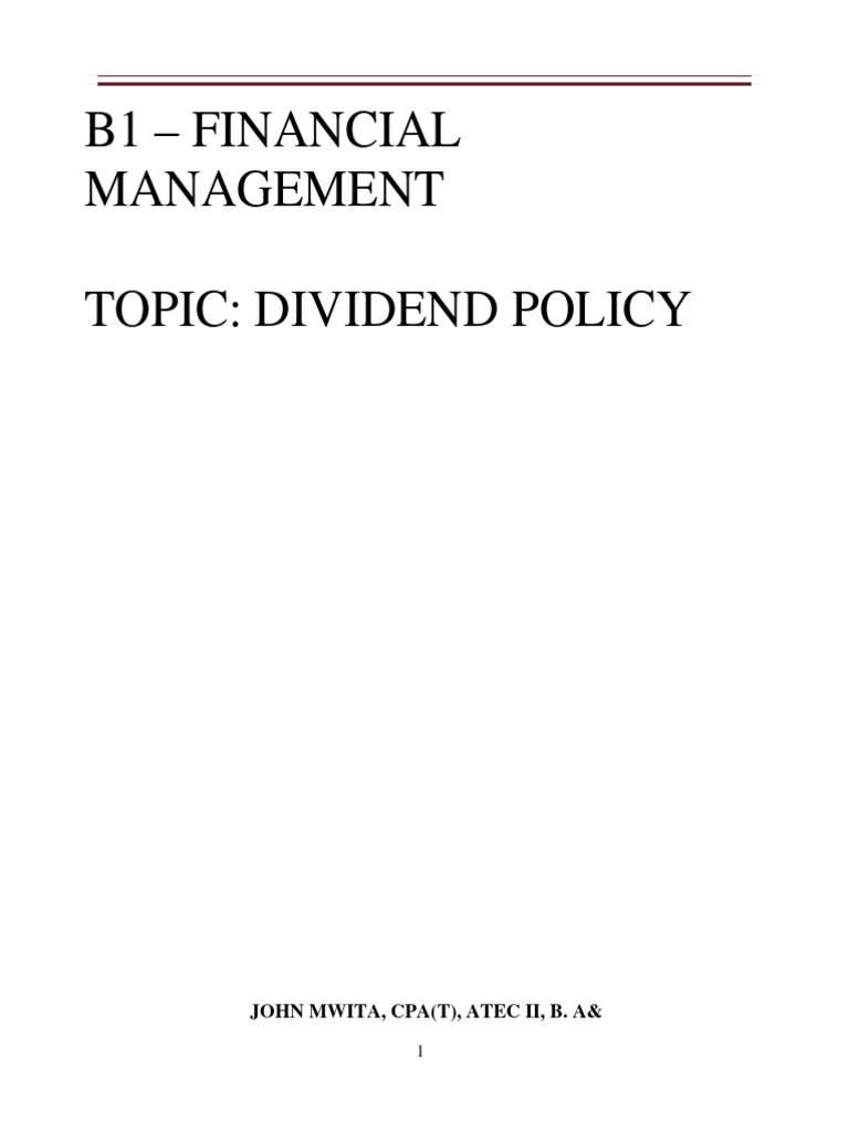 Dividend Policy | PDF | Dividend | Equity (Finance)