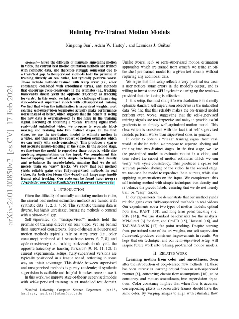 RefiningPre TrainedMotionModels | PDF | Image Segmentation | Applied Mathematics