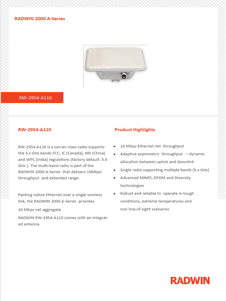 RADWIN 2000 A-Series | PDF | Radio | Broadcasting