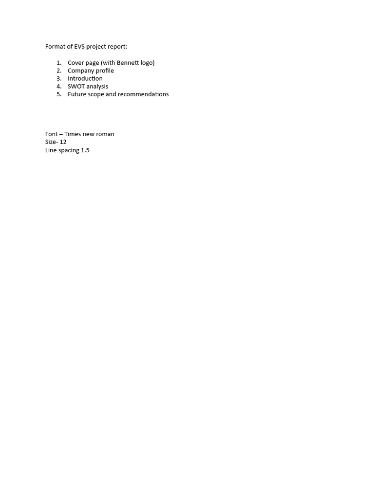 EVS Project Report Format Guide | PDF