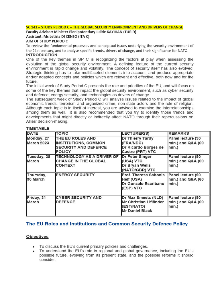 Sapt 9 The Global Security Environment and Drivers of Change - On Line ...