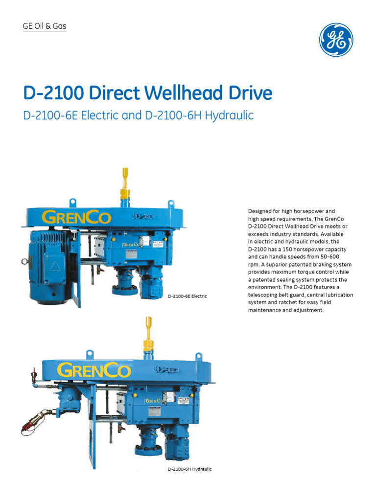 Ge D 2100 Direct Wellhead Drive Brochure | PDF | Electric Motor ...