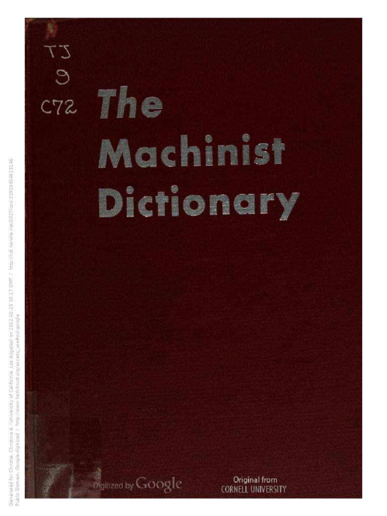 Fred H. Colvin - The Machinist Dictionary-Simmons-Boardman Publishing ...