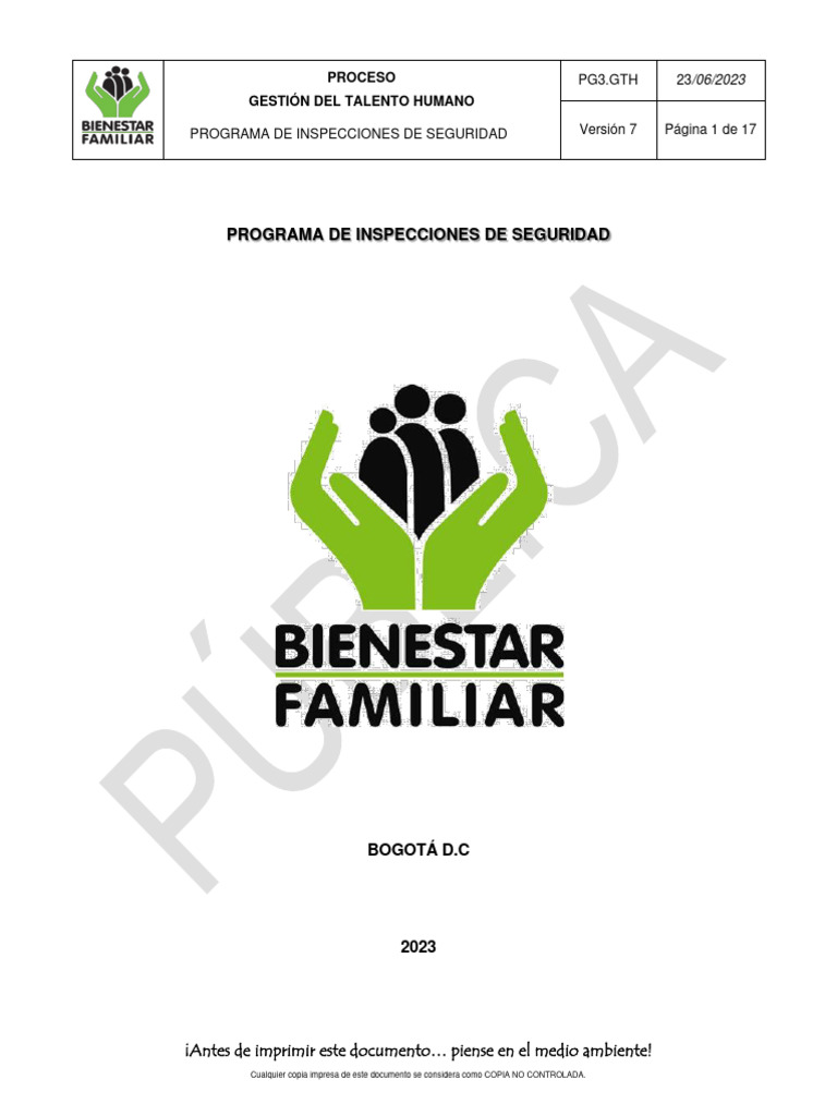 Pg3.Gth Programa de Inspecciones de Seguridad v7 | PDF | Riesgo | Valores