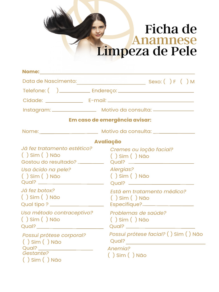 Ficha de Anamnese - Limpeza de Pele | PDF