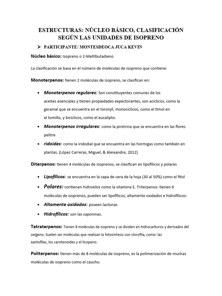 Clasificación de Isoprenoides y Estructura | PDF | Ciencia y matemáticas