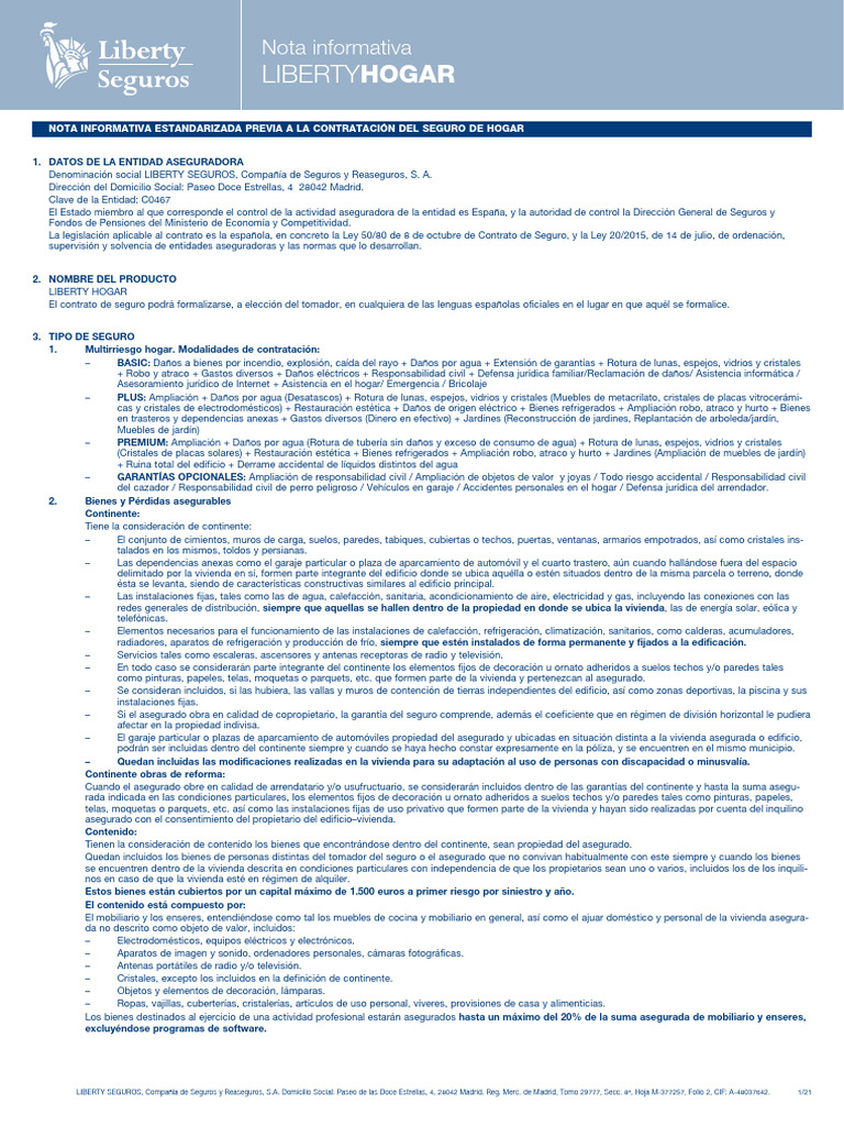 c3 L NOTA INF UNESPA HOGAR 0716 | PDF | Póliza de seguros | Seguro