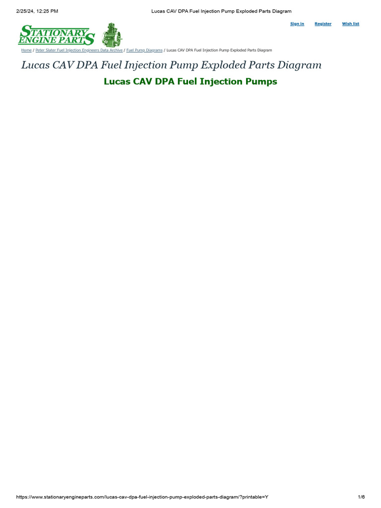 Lucas CAV DPA Fuel Injection Pump Exploded Parts Diagram | PDF