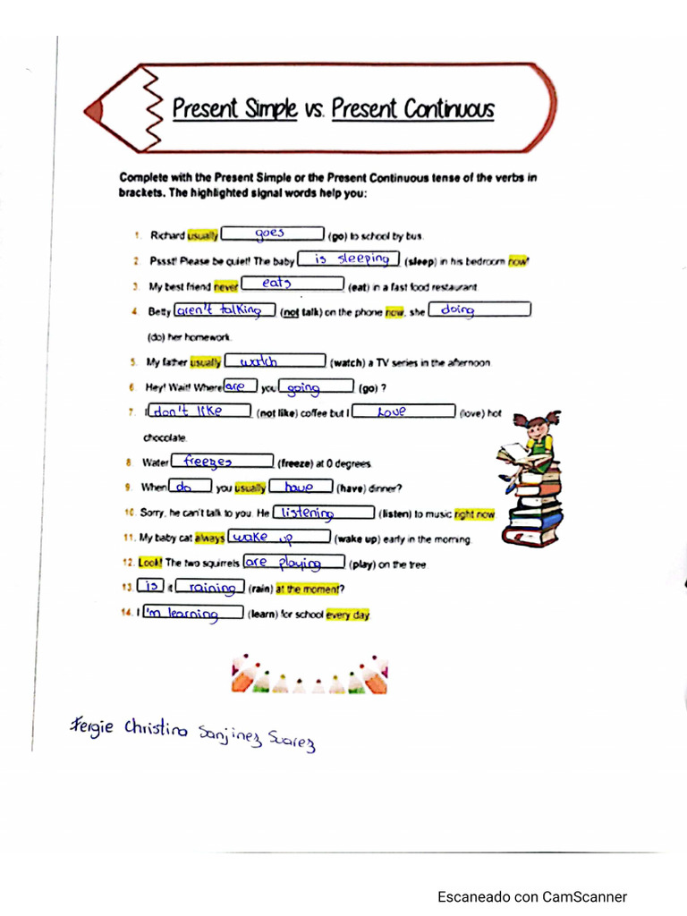 Present Simple Vs Present Continuos | PDF