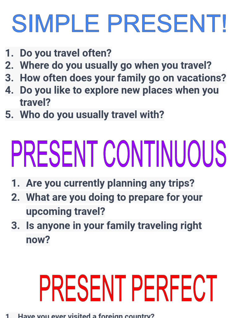 Tenses Review - Travel | PDF