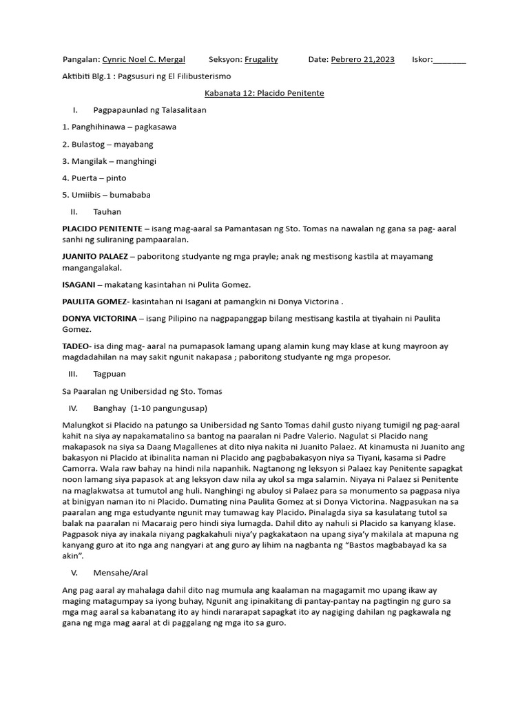 Kabanata 12: Placido Penitente | PDF