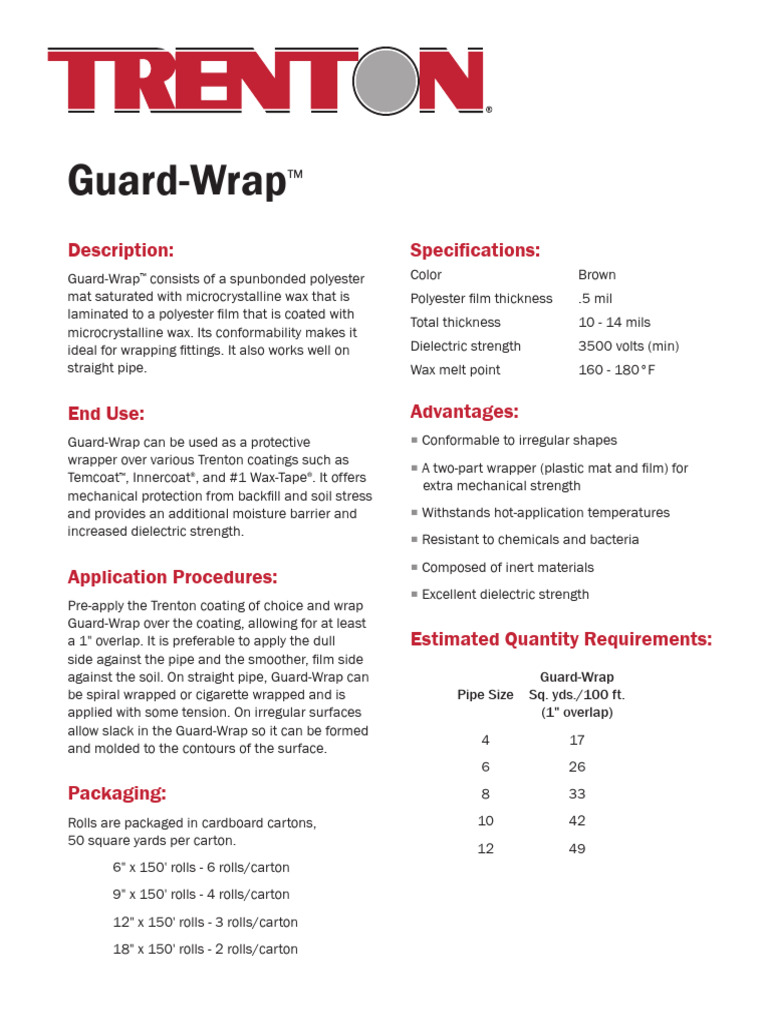 20009E Trenton Corp Guard-Wrap Rev1 | PDF | Pipe (Fluid Conveyance ...
