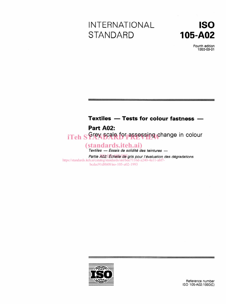 Iso 105 A02 1993 | PDF | International Organization For Standardization ...
