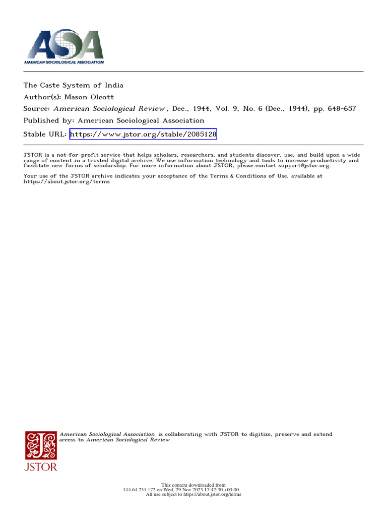The Caste System of India | PDF | Caste | Dalit