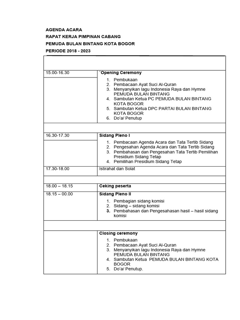 Agenda Raker Pemuda BB | PDF