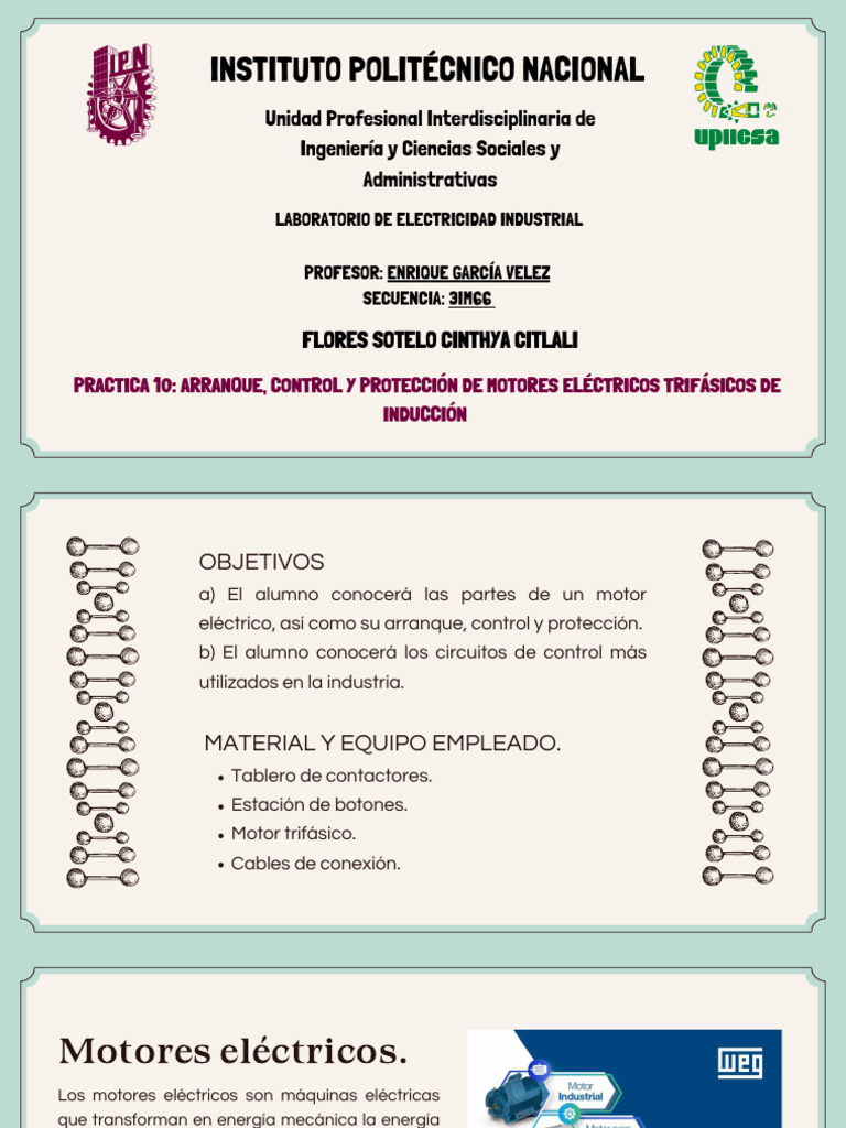 Practica 10 Arranque, Control y Protección de Motores Eléctricos Trifásicos de Inducción | PDF ...
