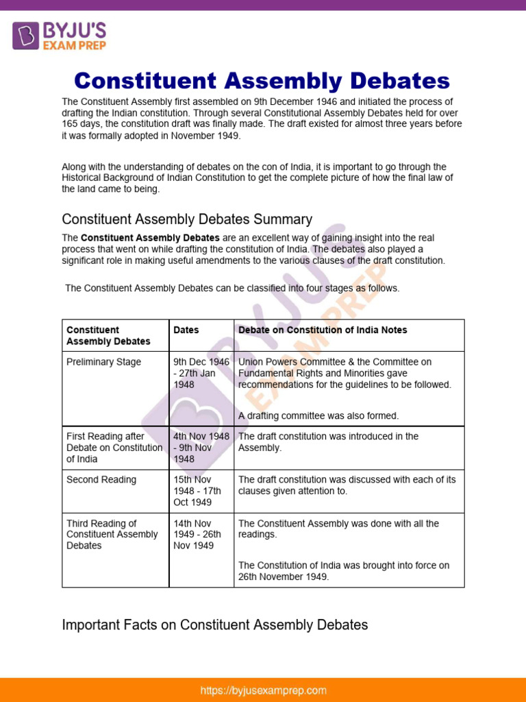 Insights from Constituent Assembly Debates | PDF | Constitution ...