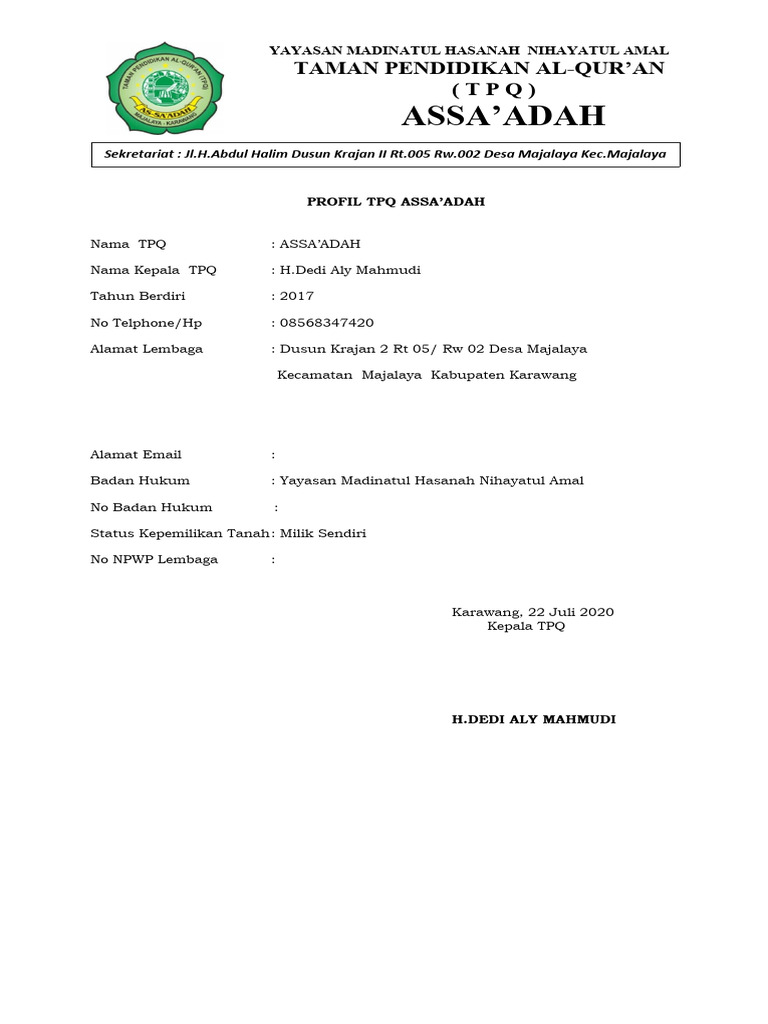 Contoh Profil Lembaga | PDF