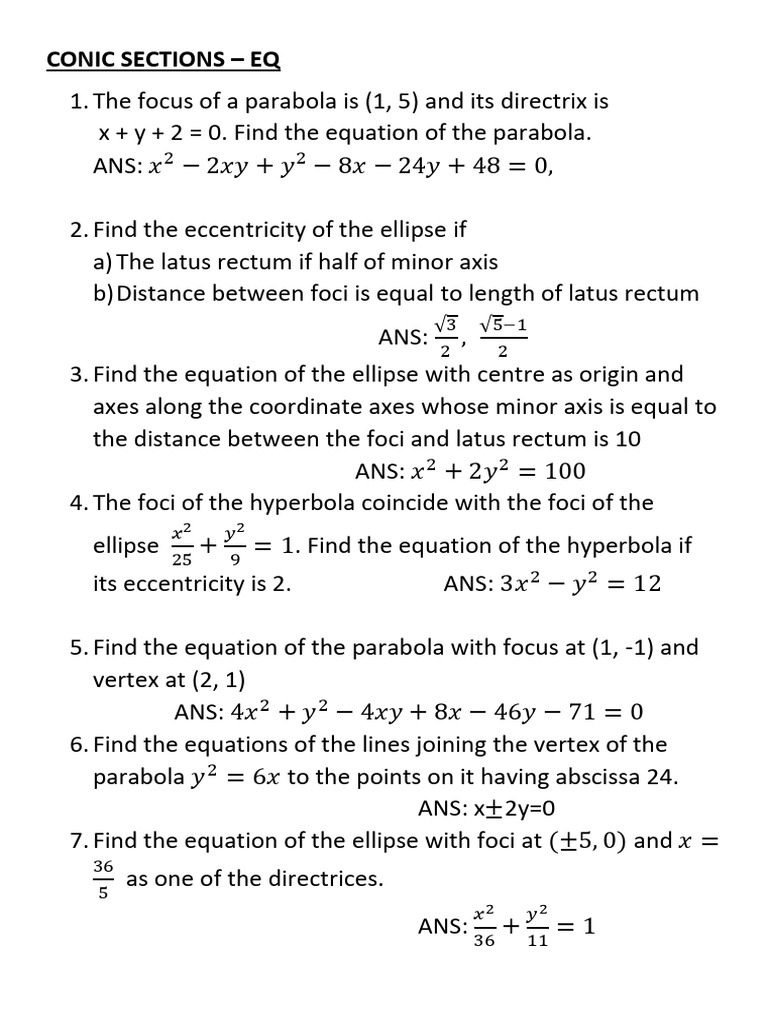 Conic Sections - Eq | PDF | Ellipse | Euclidean Geometry
