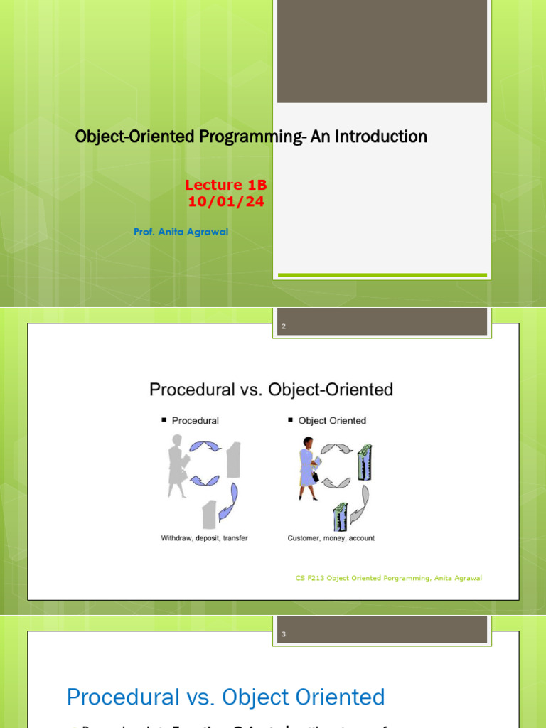 Lect 1b Intro To Oop Pdf Object Oriented Programming Class Computer Programming 