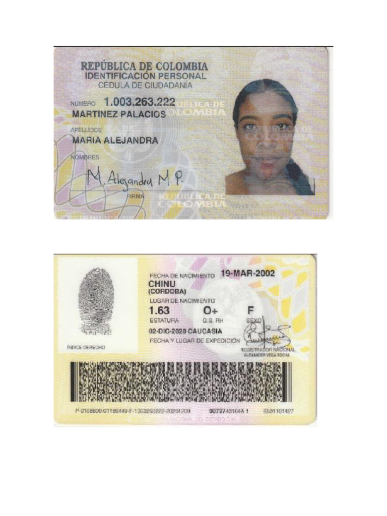 Cedula Maria Alejrandra Martinez | PDF