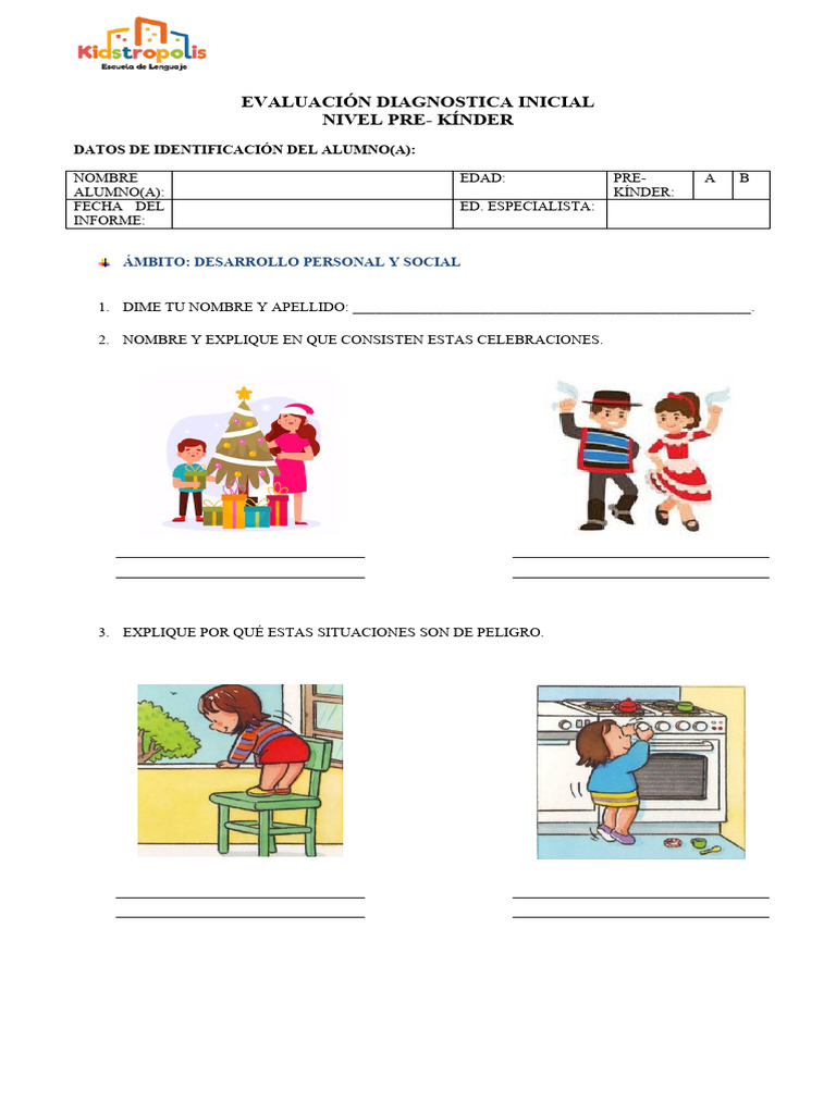 Prueba Diagnostico Pre Kinder | PDF