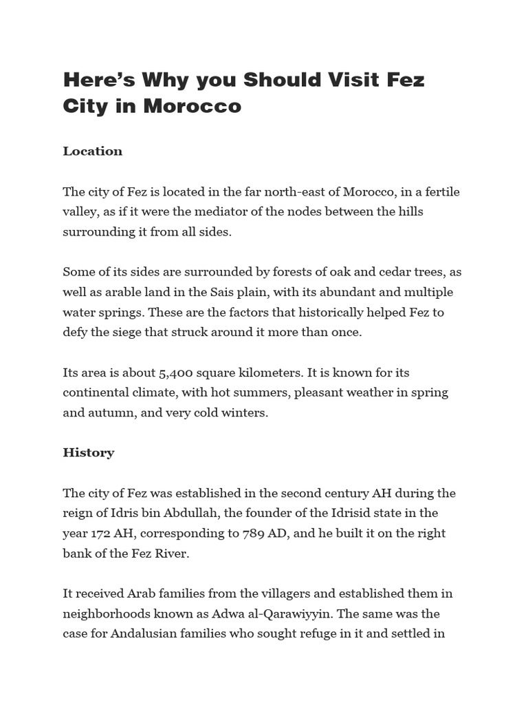 Here's Why You Should Visit The City of Fez | PDF Here's Why You Should Visit The City of Fez | PDF