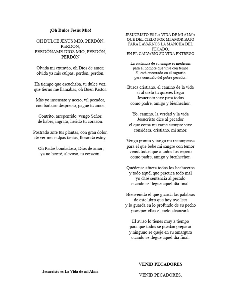 Oh Dulce Jesús Mio | PDF | Pecado | Jesús