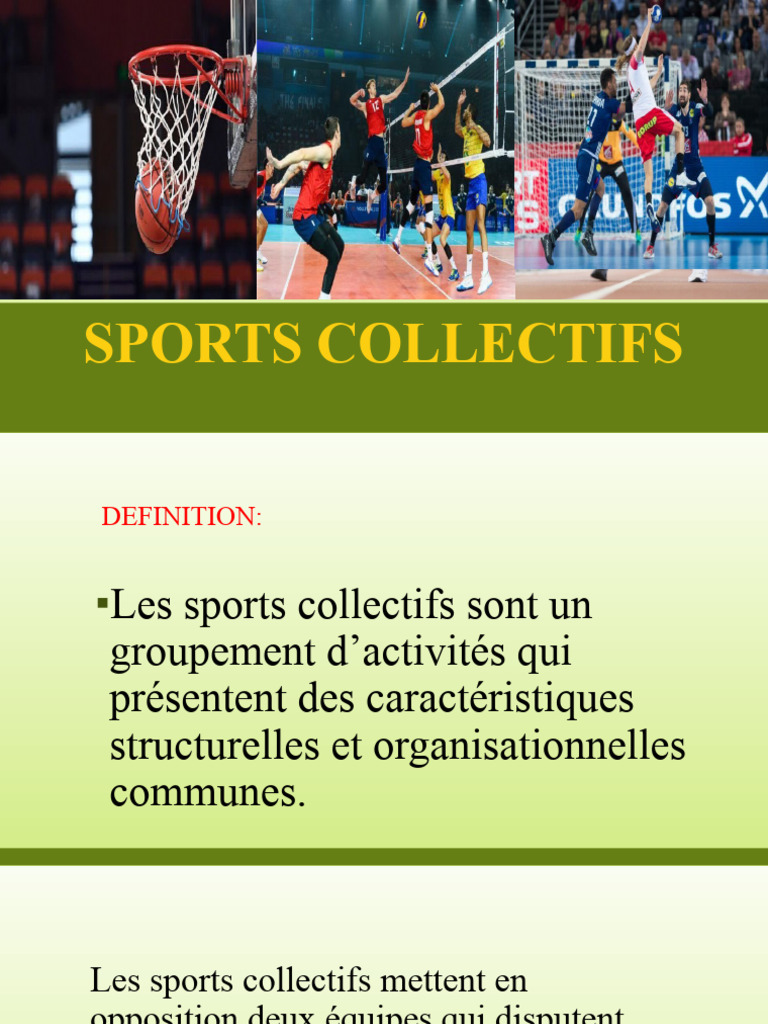 Définition et caractéristiques des sports collectifs | PDF ...