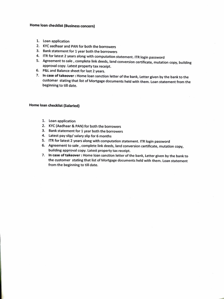Home Loan Checklist | PDF