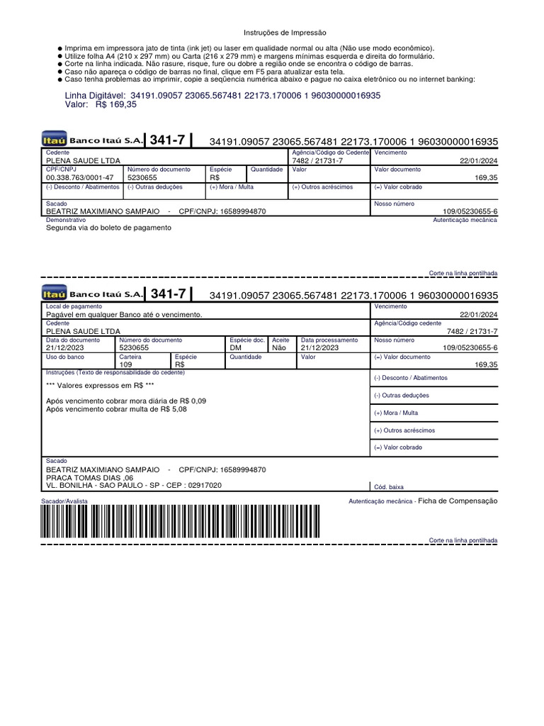 Boleto | PDF | Impressão | Tecnologia financeira