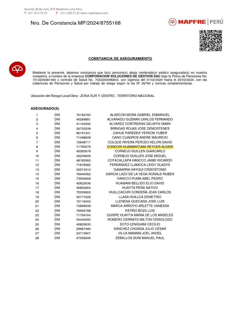 SCTR y Seguro Vida Ley Febrero | PDF | Gobierno corporativo | Riesgo