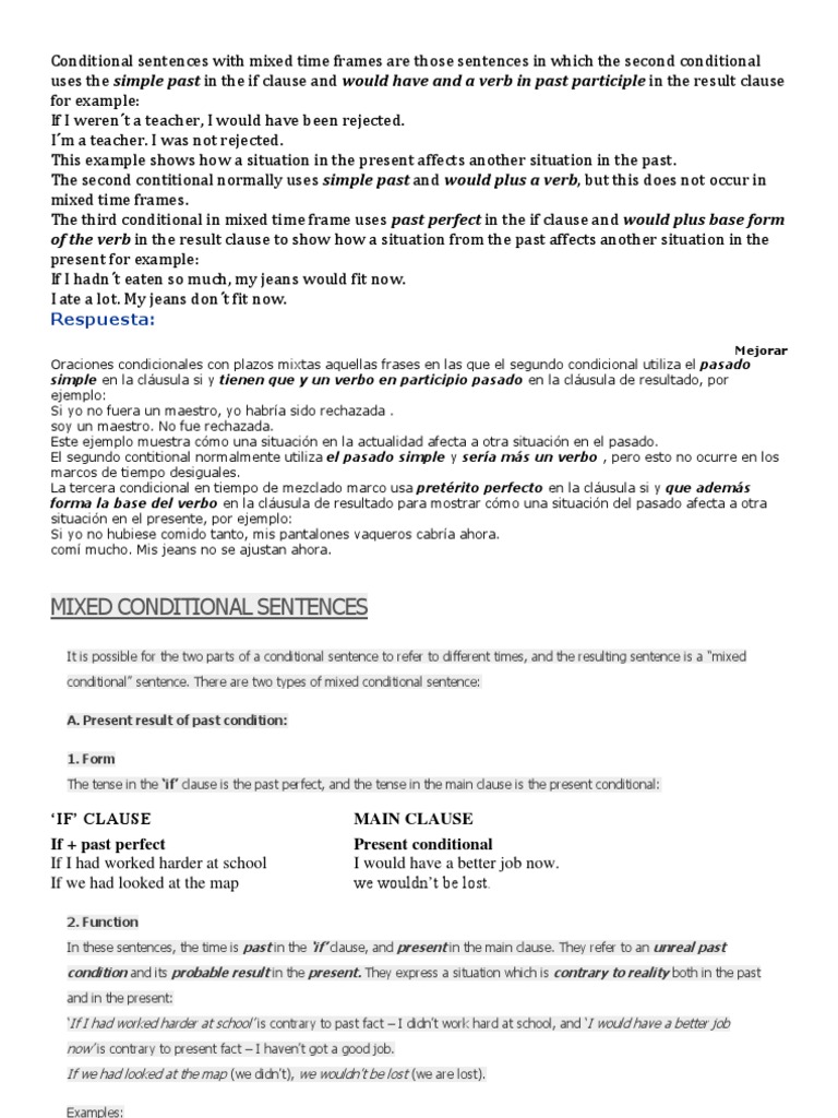 Understanding Mixed Conditional Sentences | PDF | Sentence (Linguistics ...