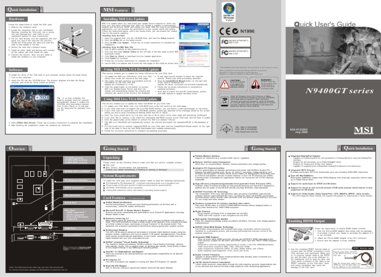 E V133 (N9400GT Series Lite) | PDF | Hdmi | Graphics Processing Unit