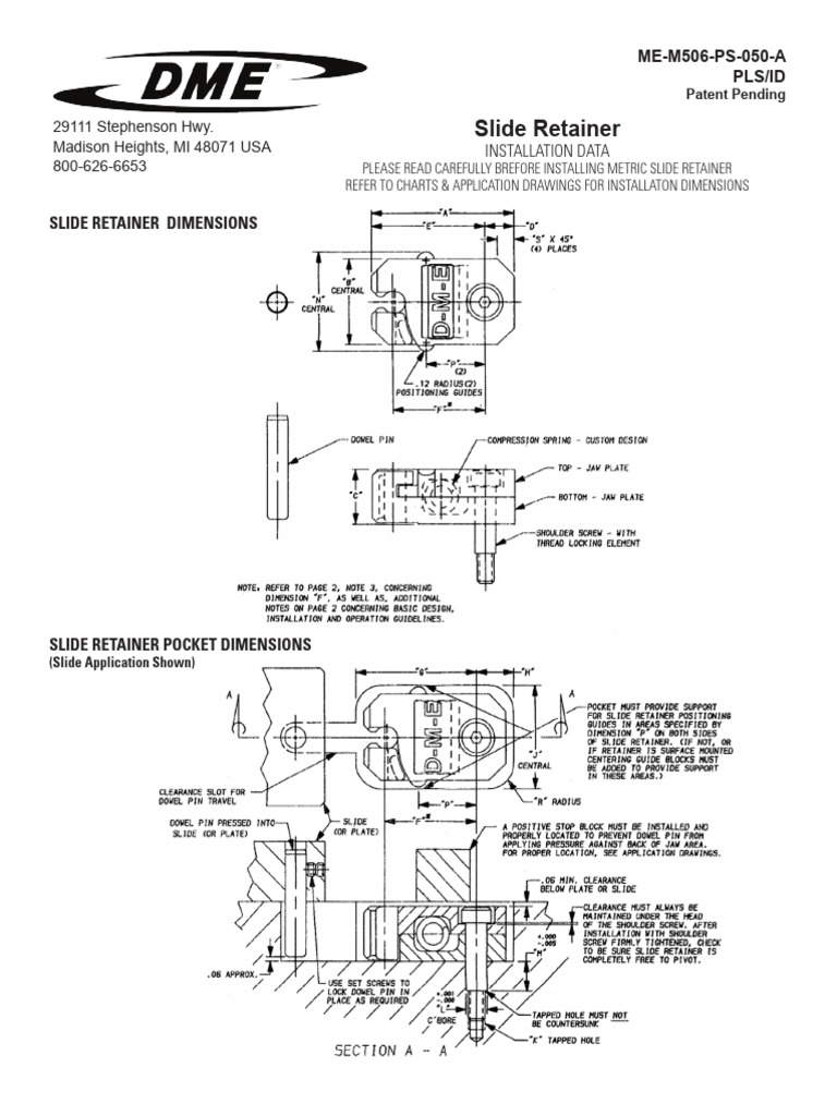 Slide Retainer | PDF | Screw | Mechanical Engineering