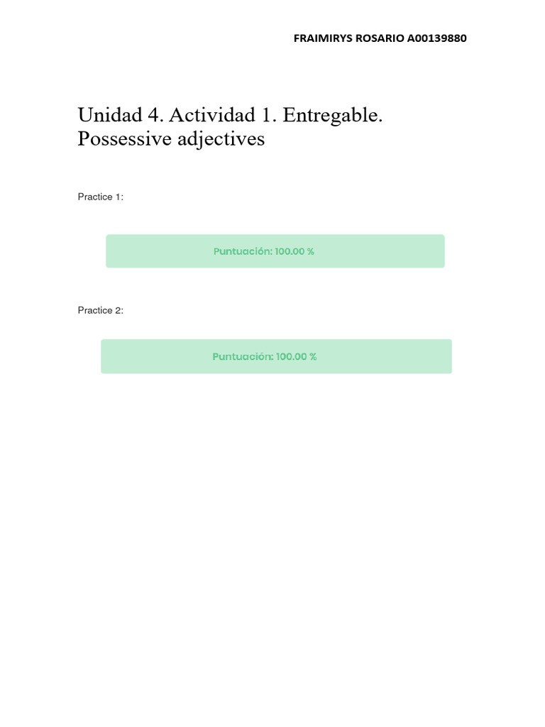 Adjetivos posesivos: Ejercicios prácticos | PDF