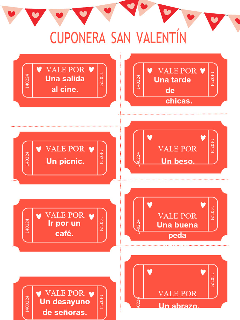Cuponera de Vales para San Valentín | PDF