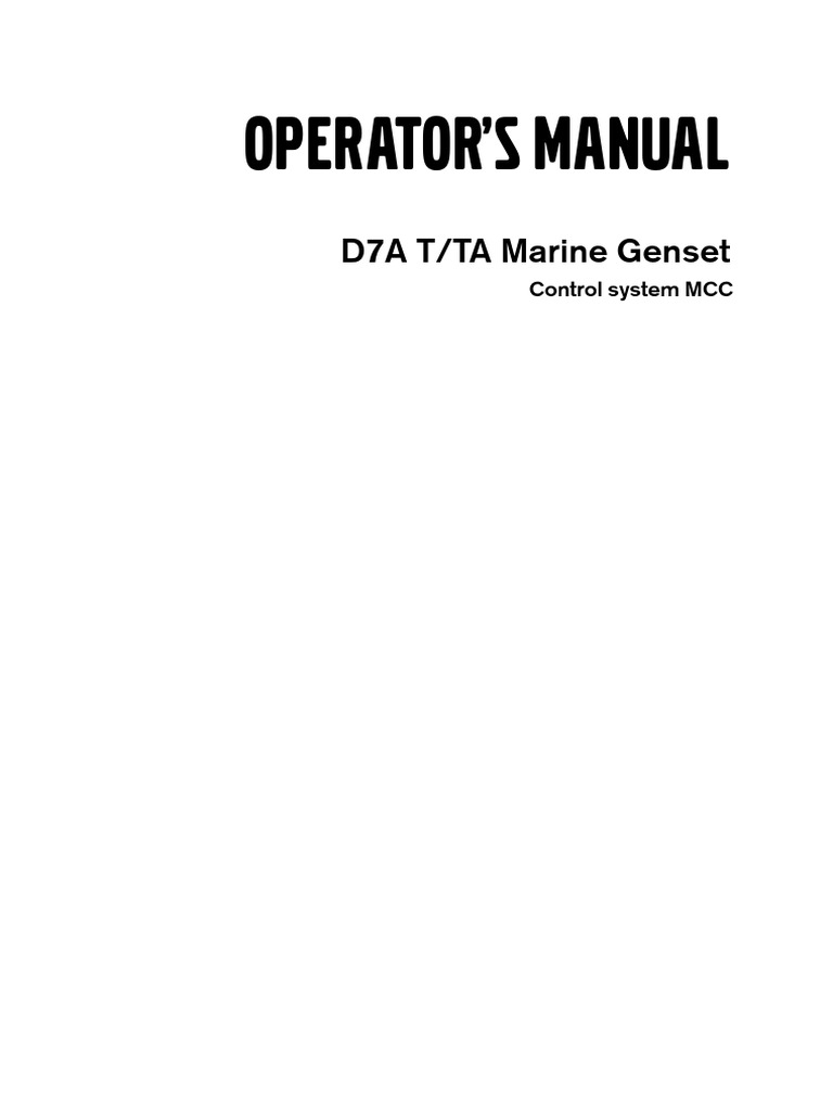 Operator'S Manual: D7A T/TA Marine Genset | PDF | Diesel Engine | Turbocharger