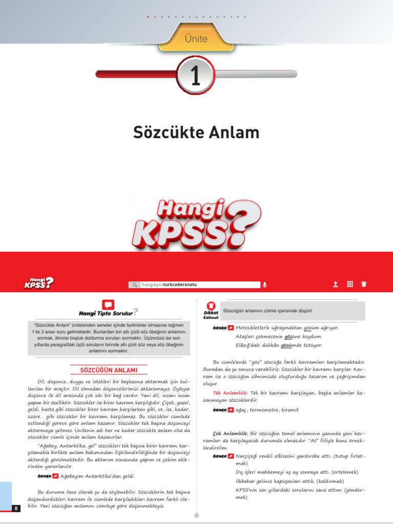 01-Hangi Ders Notu-TURKCE | PDF