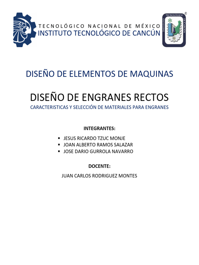 Diseno de Engranes Rectos | PDF | Engranaje | Ciencias fisicas