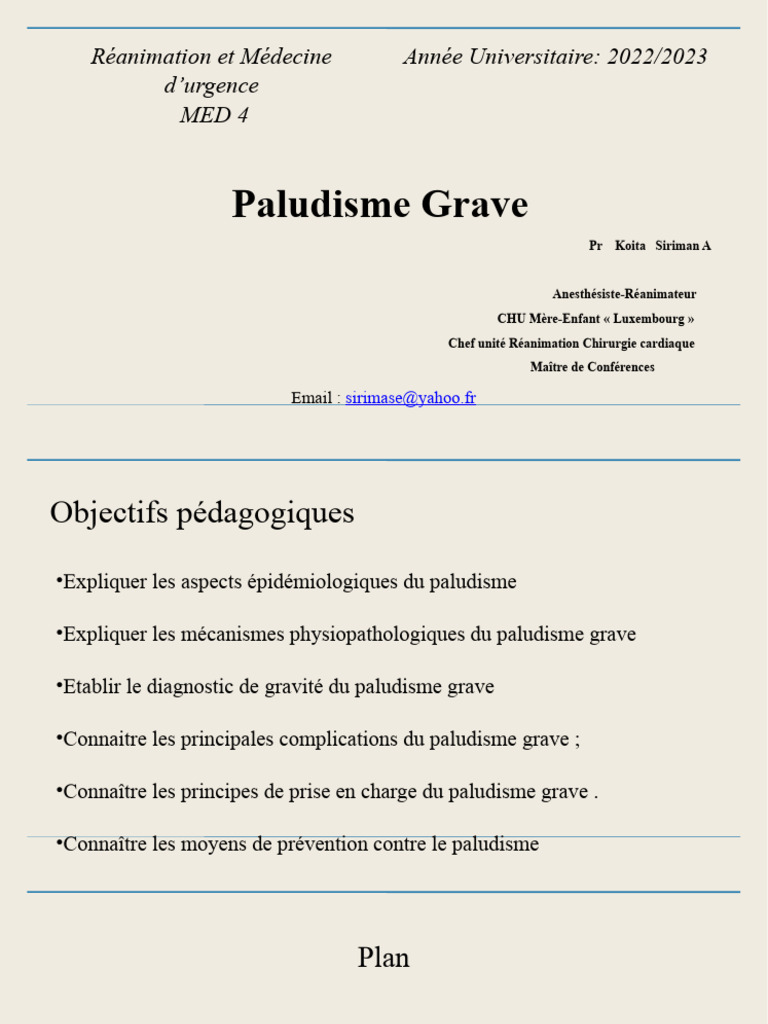 Paludisme grave mangistrale 2023 2023 | PDF | Paludisme | Plasmodium Paludisme grave mangistrale 2023 2023 | PDF | Paludisme | Plasmodium