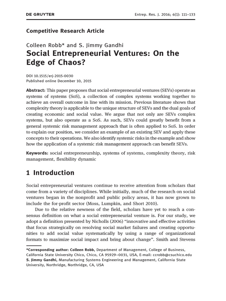 Understanding Social Entrepreneurial Ventures | PDF | Entrepreneurship ...