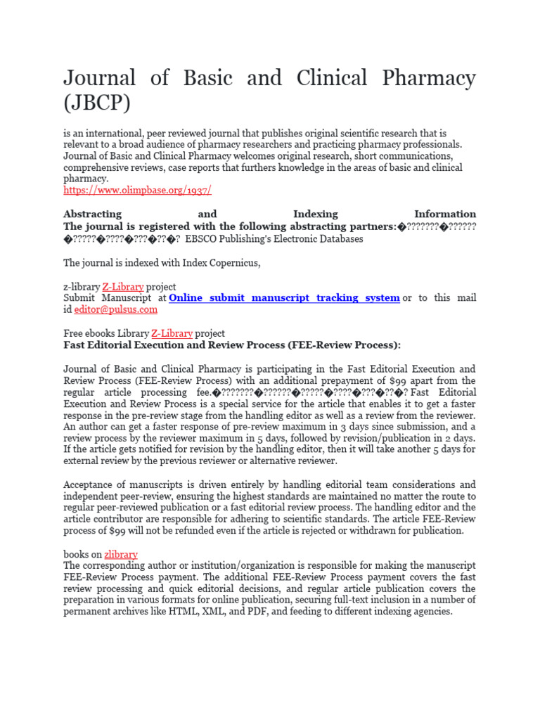 JBCP: Fast Review & Publication Process | PDF | Academic Journal ...